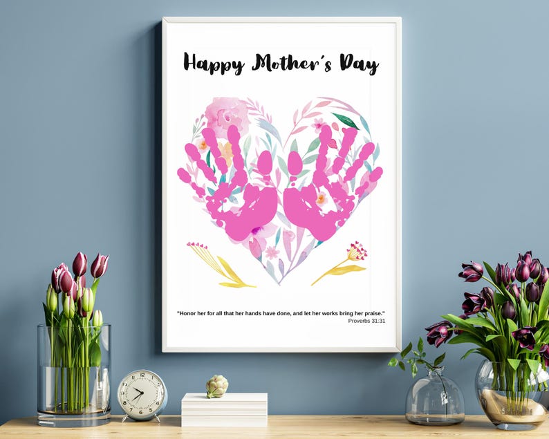 Mothers Day Bible Craft, Mothers Day Handprint Art Keepsake, Christian ...