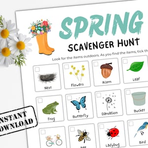 Spring Scavenger Hunt, Outdoor Season Treasure Hunt Printable, Nature ...