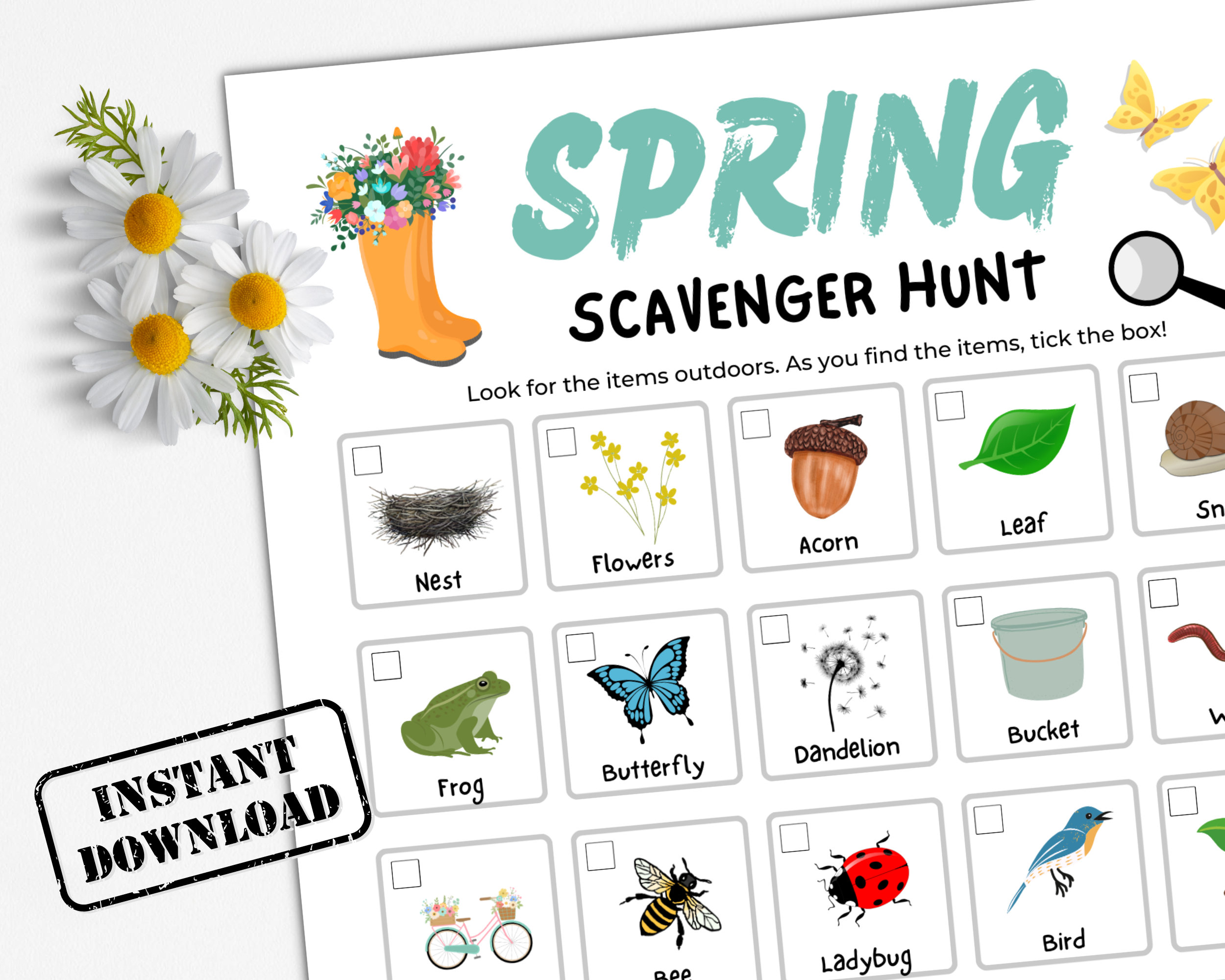 Spring Scavenger Hunt, Outdoor Season Treasure Hunt Printable, Nature ...