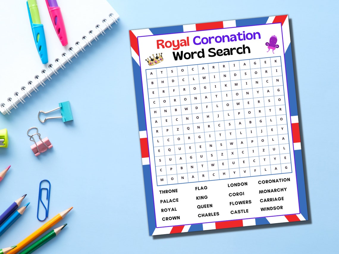 Coronation Word Search Royal Coronation Word Find King's - Etsy UK