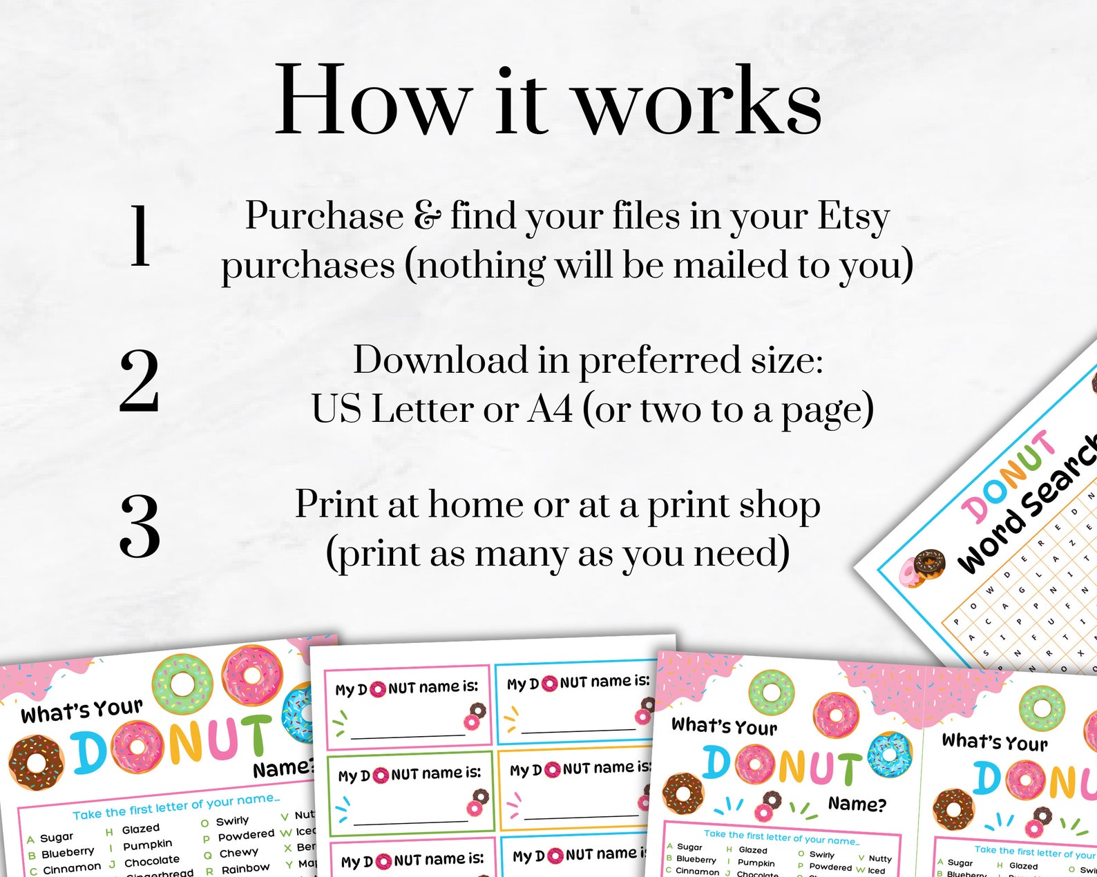 What's Your Donut Name Game Printable, Donut Party Game, Office Party ...