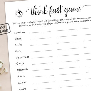 Think Fast Game, Teambuilding Office Party Game Icebreaker, Family ...