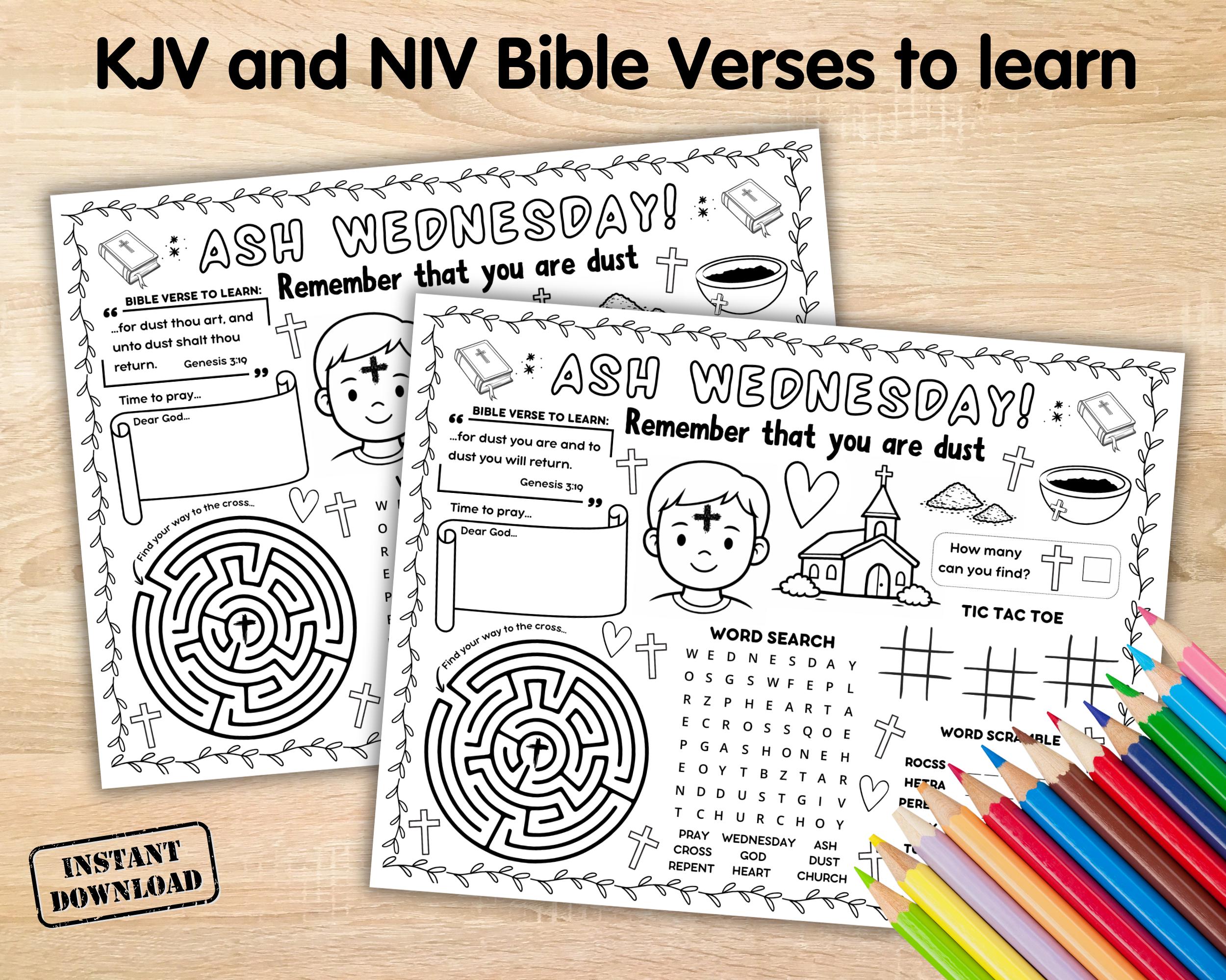 Ash Wednesday Activity Placemat, Christian Bible Coloring Page ...