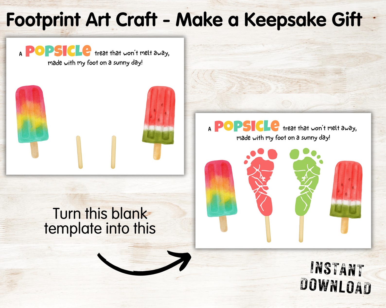 Summer Popsicle Footprint Art, Summer Camp Handprint Craft for Kids ...