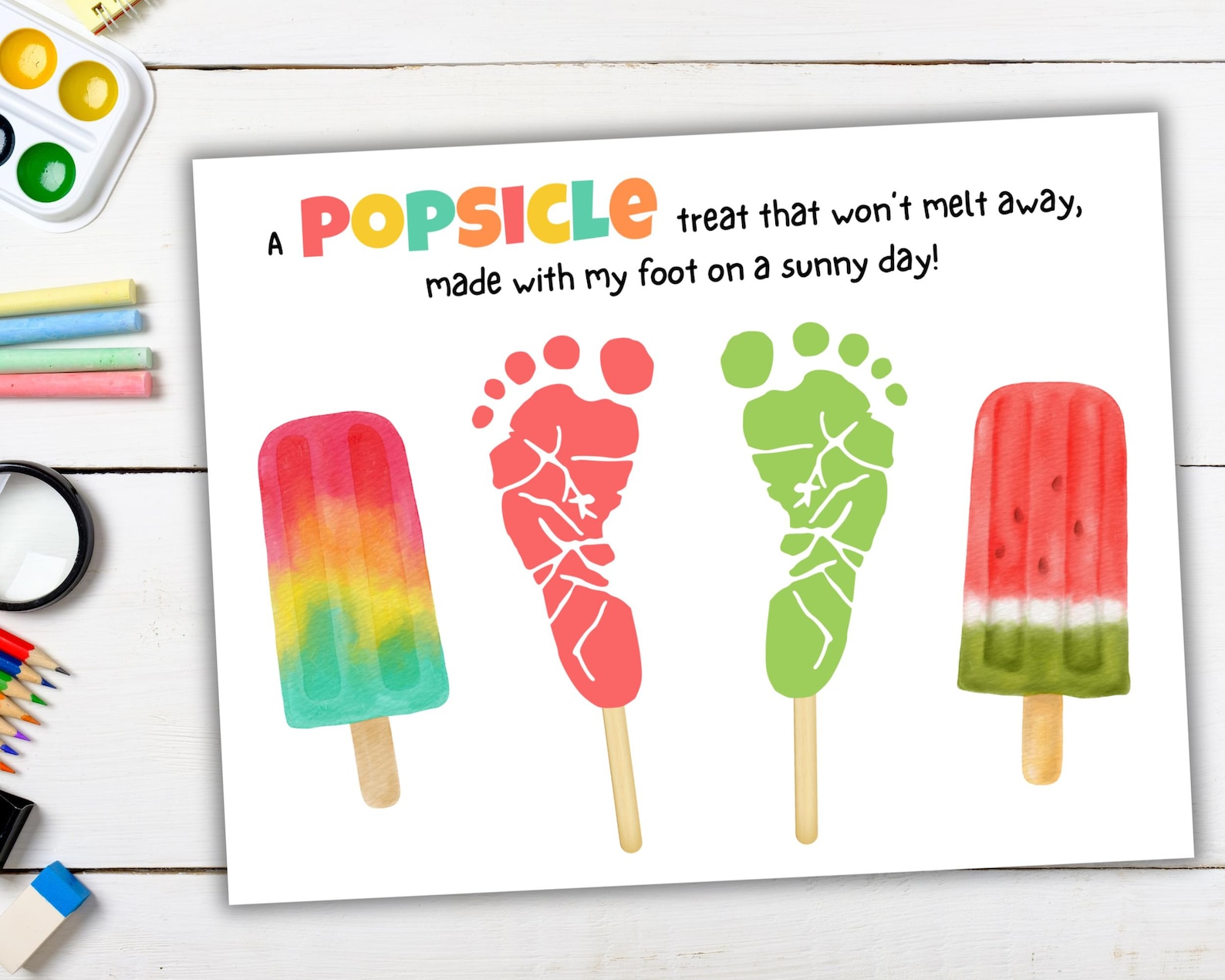 Summer Popsicle Footprint Art, Summer Camp Handprint Craft for Kids ...