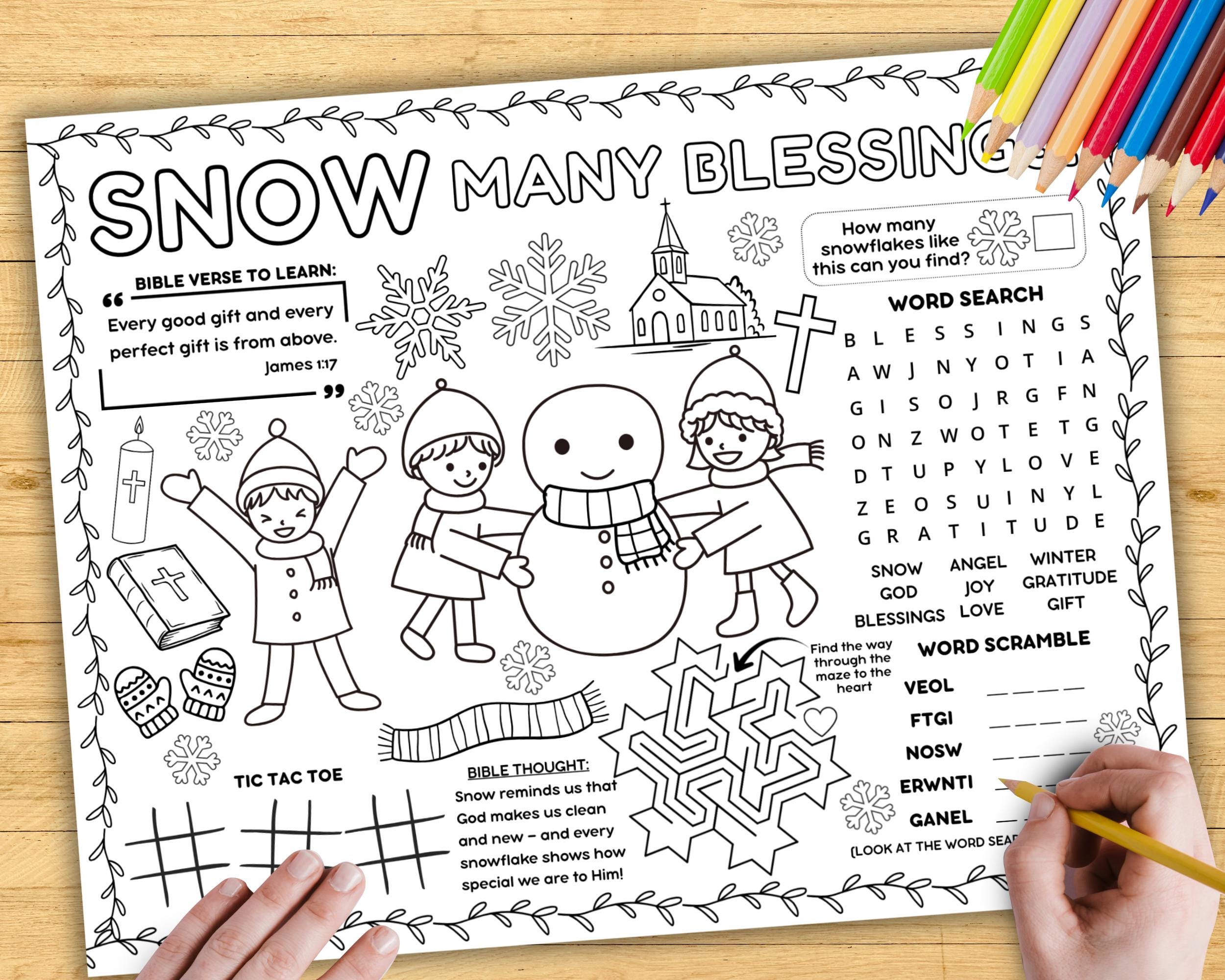 Winter Bible Activity Placemat Printable, Christian Coloring Page ...