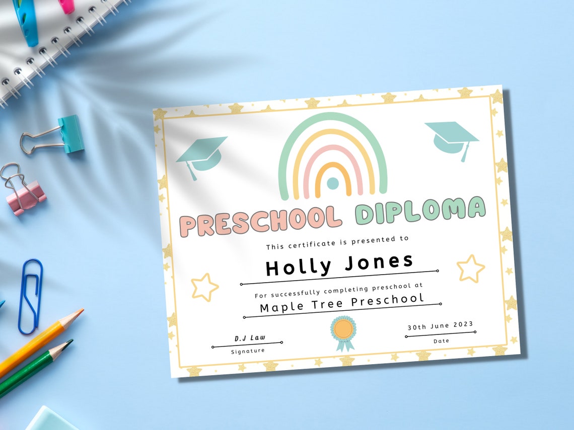 Editable Preschool Diploma, Daycare Graduation, Preschool Graduation ...