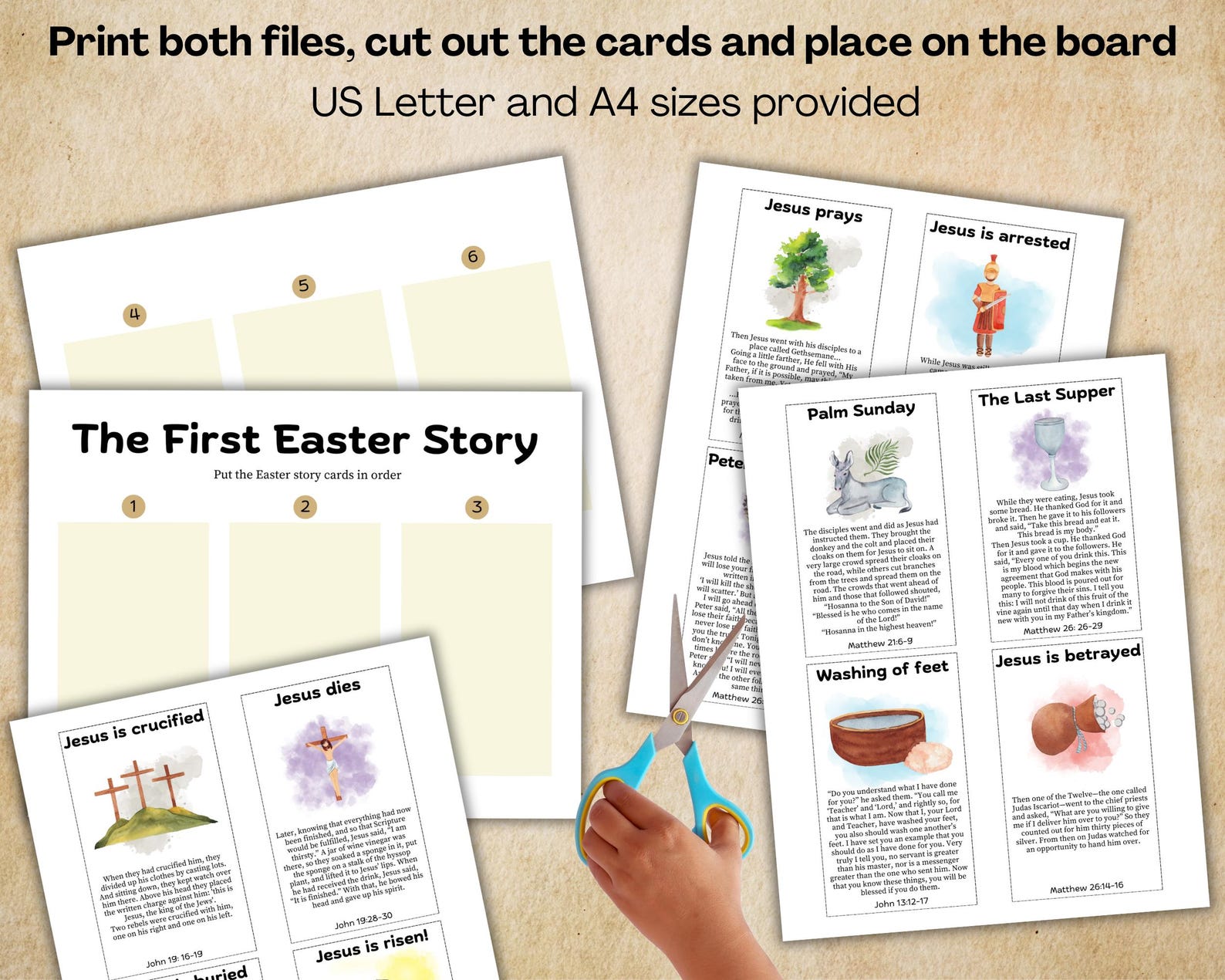 Easter Story Scripture Cards, Christian Bible Verse Cards, Sunday ...