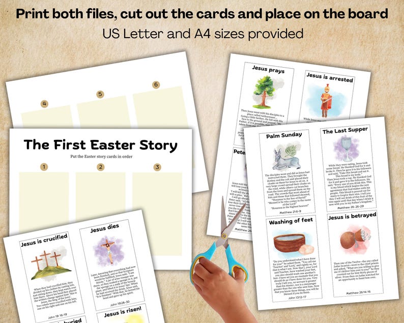 Easter Story Scripture Cards, Christian Bible Verse Cards, Sunday ...