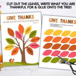 Thankful Tree Bible Verse Craft Printable, Christian Gratitude Leaves ...