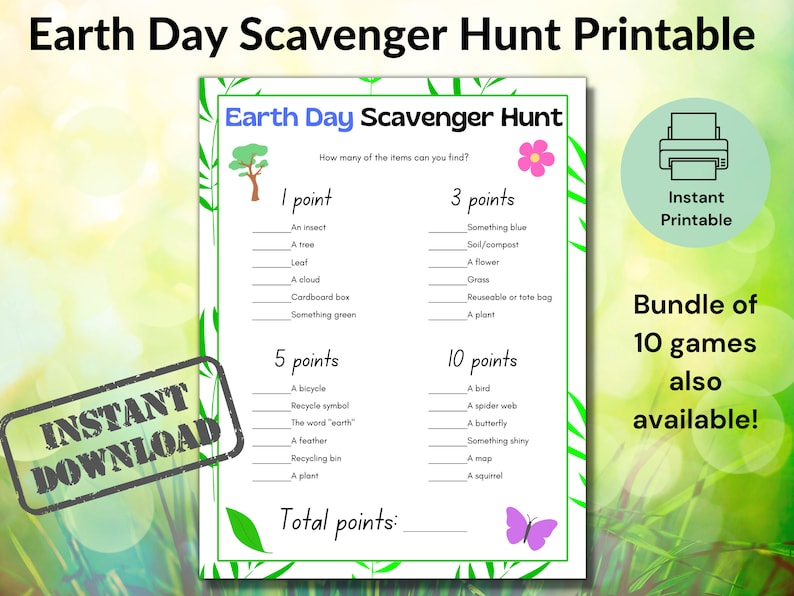 Earth Day Scavenger Hunt Printable Earth Day Treasure Hunt - Etsy