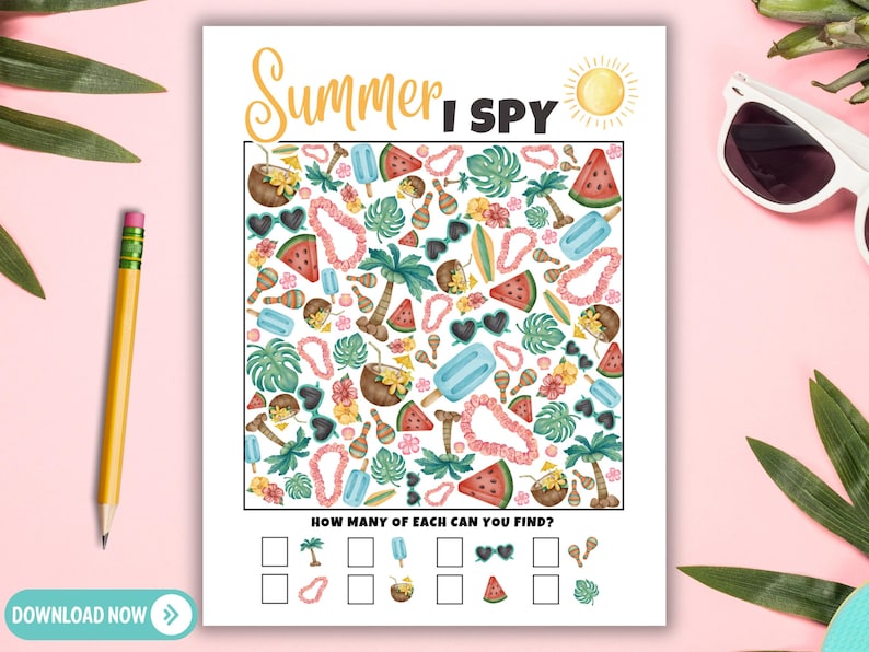 Summer I Spy Printable Game, Kids Count and Find Activity, Seek and ...