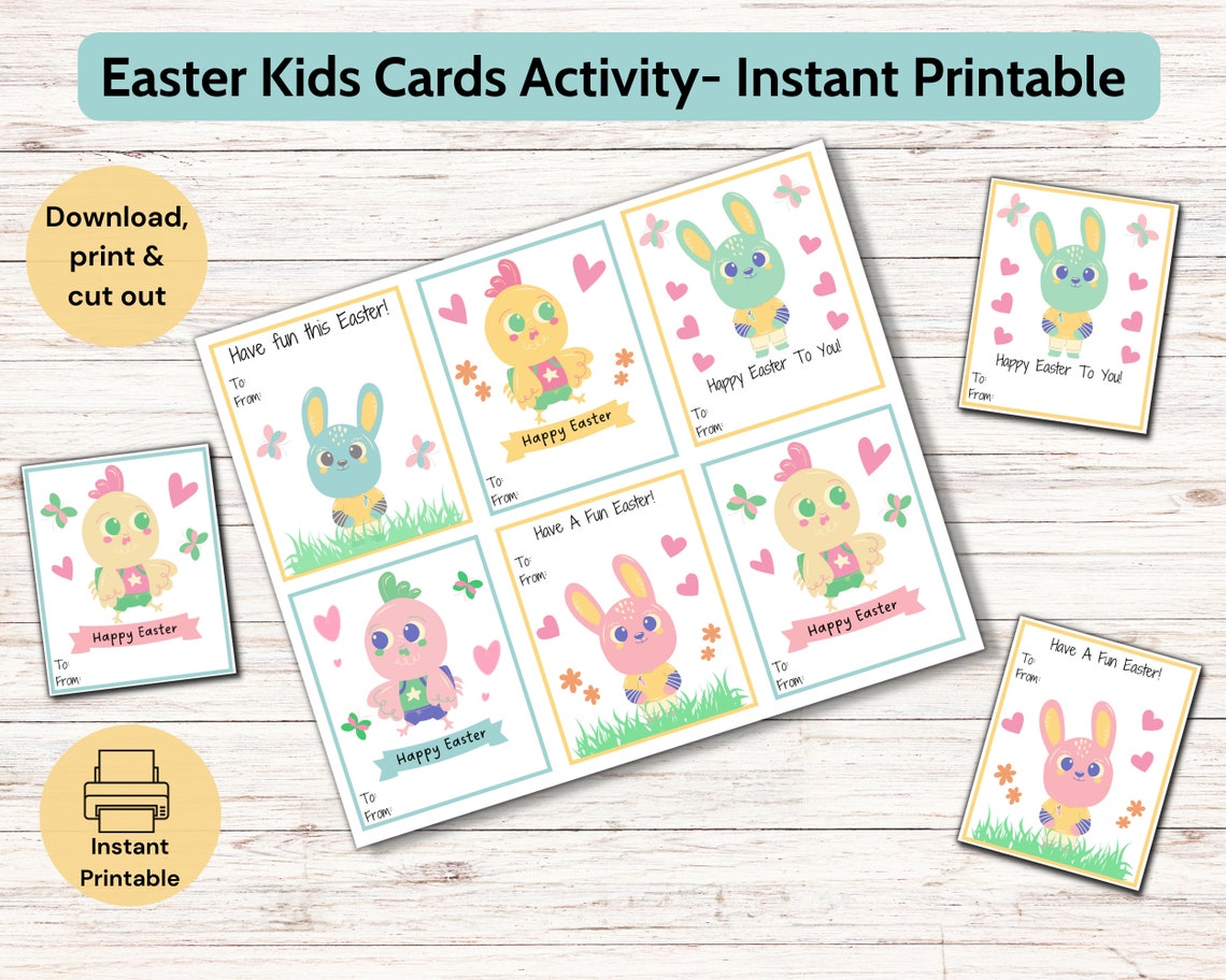 Happy Easter Classroom Cards Printables, School Kids Easter Card ...