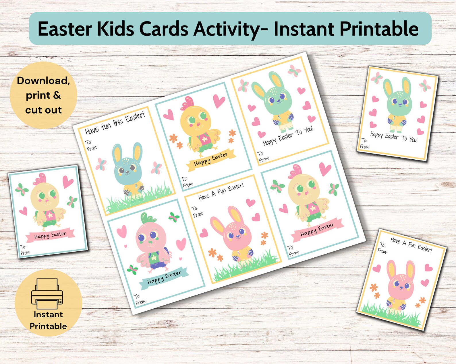 Happy Easter Classroom Cards Printables, School Kids Easter Card ...