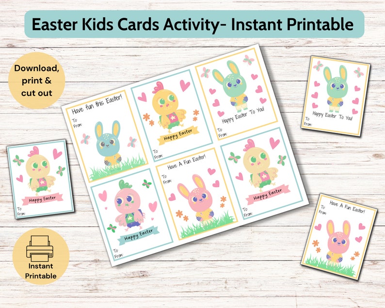Happy Easter Classroom Cards Printables, School Kids Easter Card ...