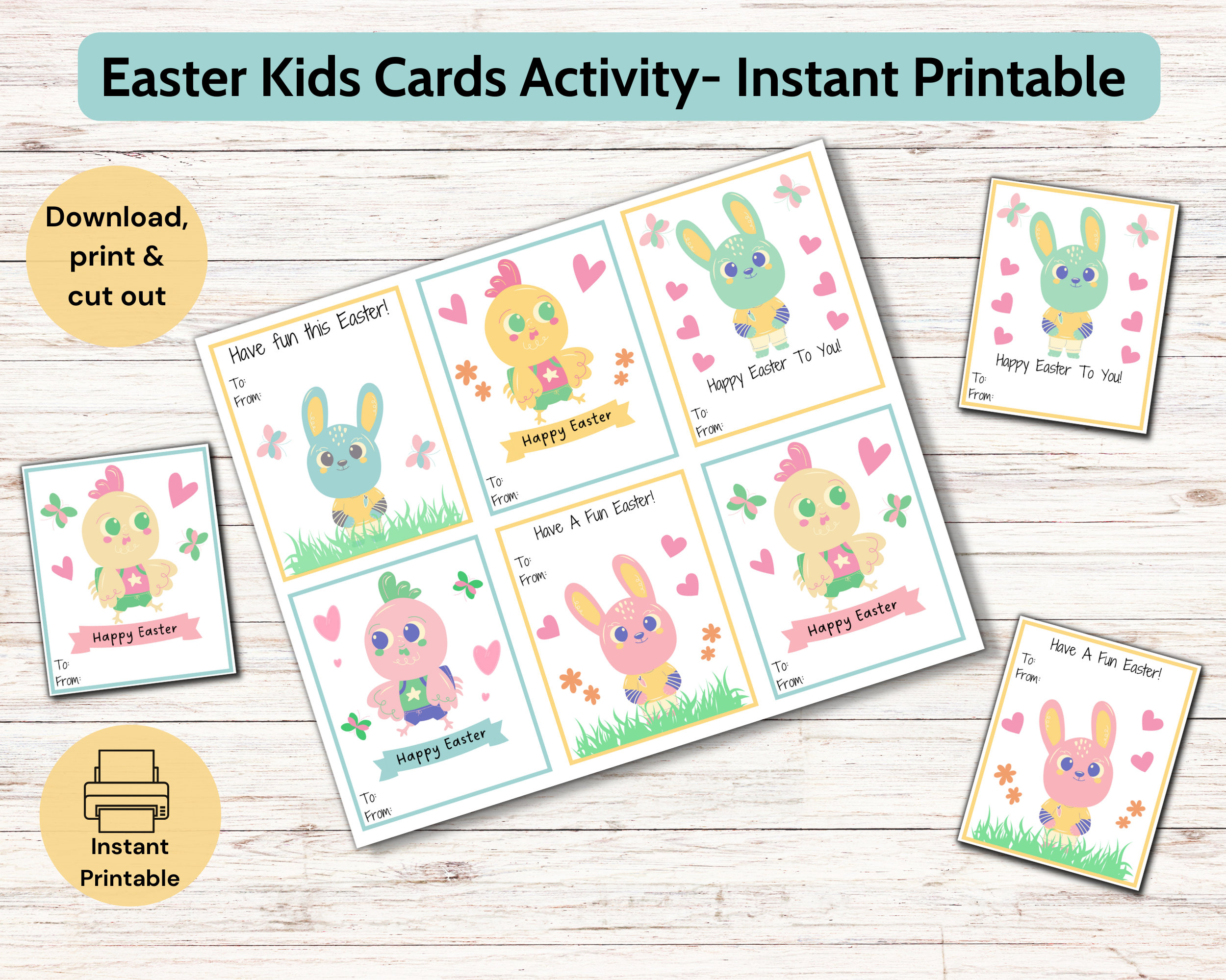 Happy Easter Classroom Cards Printables, School Kids Easter Card ...