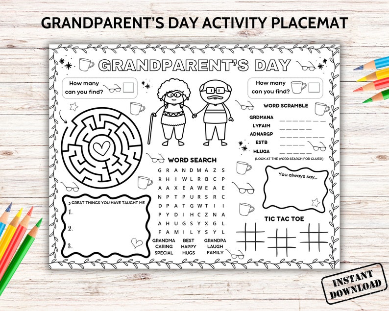 Happy Grandparents Day Activity Placemat Printable, Grandma Craft ...
