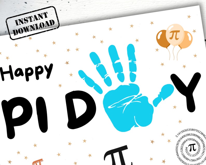 Pi Day Handprint Craft Art, Pi Day Classroom Activity, Pi Day Keepsake ...