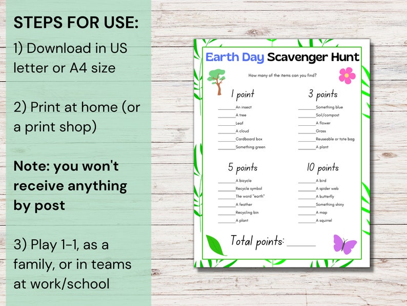 Earth Day Scavenger Hunt Printable, Nature Scavenger Hunt, Happy Earth ...