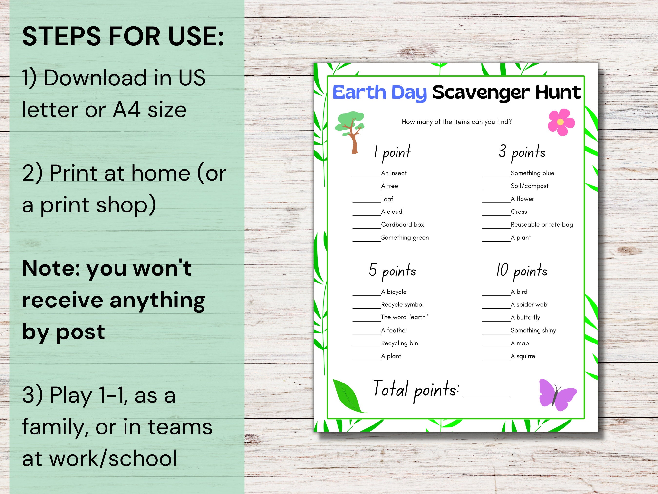 Earth Day Scavenger Hunt Printable, Nature Scavenger Hunt, Happy Earth ...