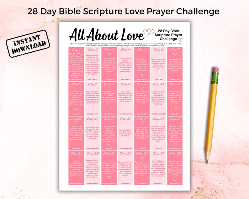 Bible Verse Scripture Prayer Challenge, 28 Days Prayer Scripture ...