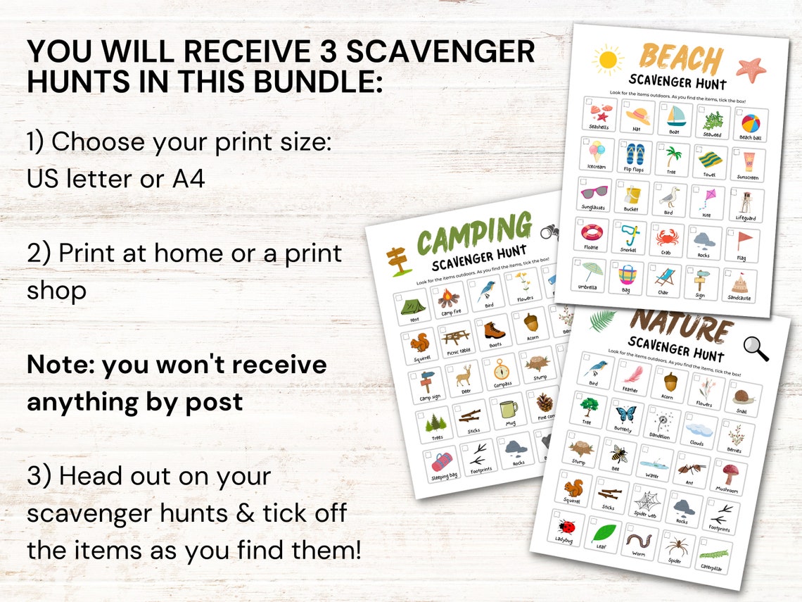 Scavenger Hunt Game Bundle for Kids, Scavenger Hunt for Kids, Outdoor ...