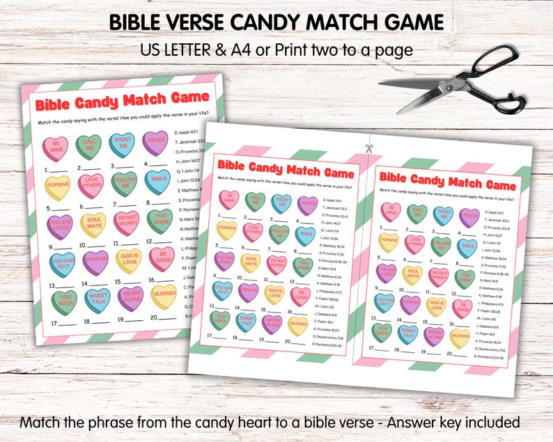 Christian Valentine Candy Heart Game Printable, Conversation Bible ...