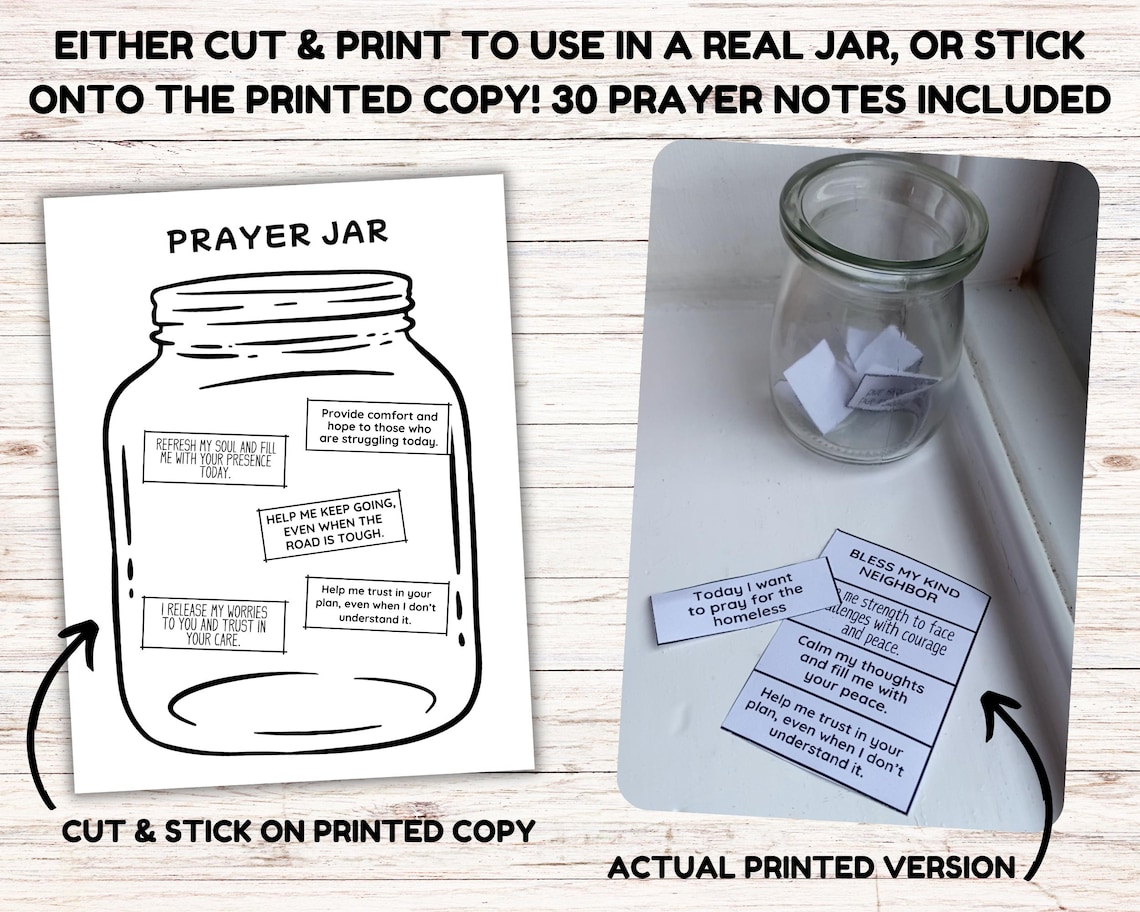 Prayer Prompts Jar Craft Printable, DIY Prayer Idea Notes, 30 Days of ...