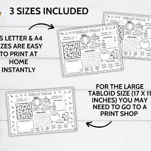 Fall Activity Placemat Printable, Fall Games for Kids, Fall Coloring ...