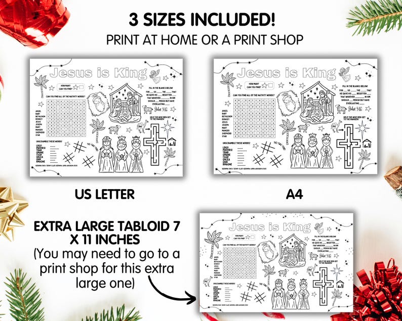 Nativity Activity Placemat Printable, Christian Birth of Jesus Craft ...