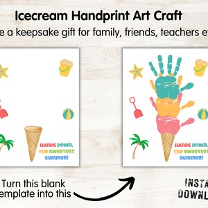 Summer Handprint Craft Art, Ice Cream Cone Kid's Art, Keepsake Family ...