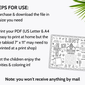 Lent Bible Activity Placemat, Lent Bible Activity Coloring Sheet ...