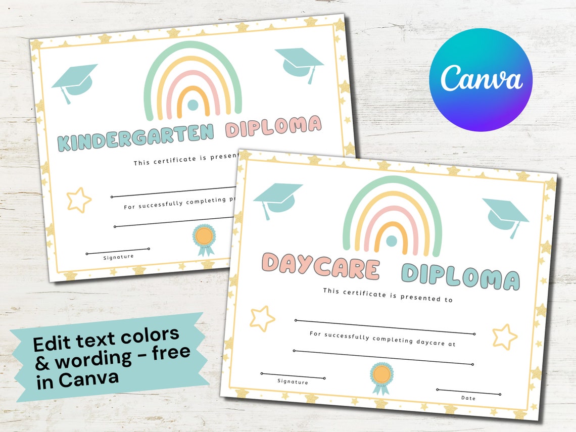 Editable Preschool Diploma, Daycare Graduation, Preschool Graduation ...