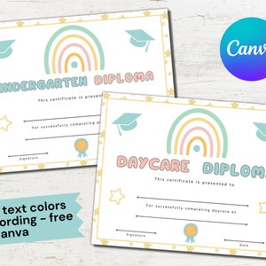 Editable Preschool Diploma Daycare Graduation Preschool - Etsy UK