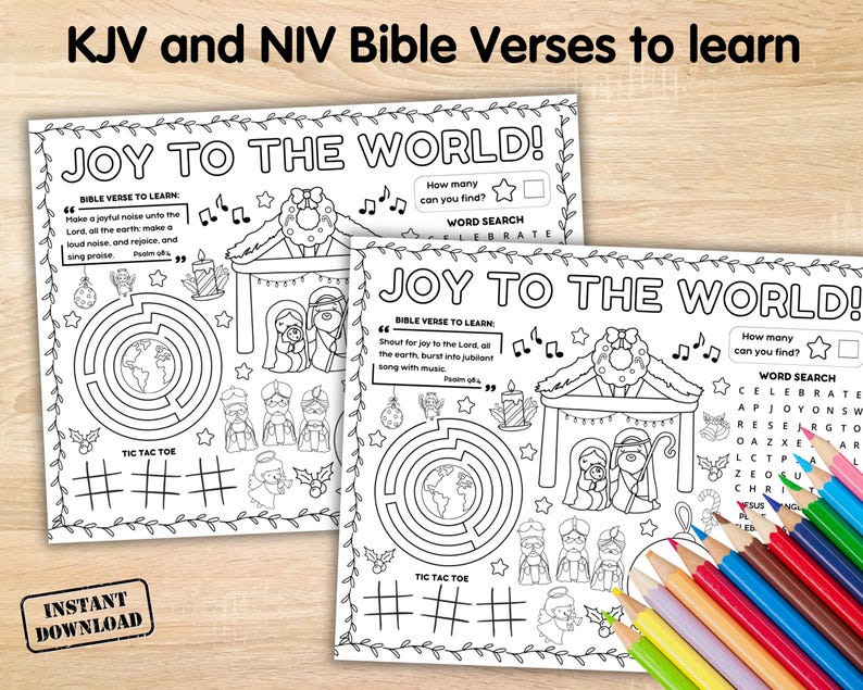 Joy to the World Activity Placemat, Christian Christmas Coloring Page ...