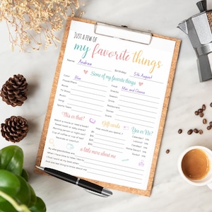 Employee Favorite Things Survey, Coworker Questions Form, All About Me ...