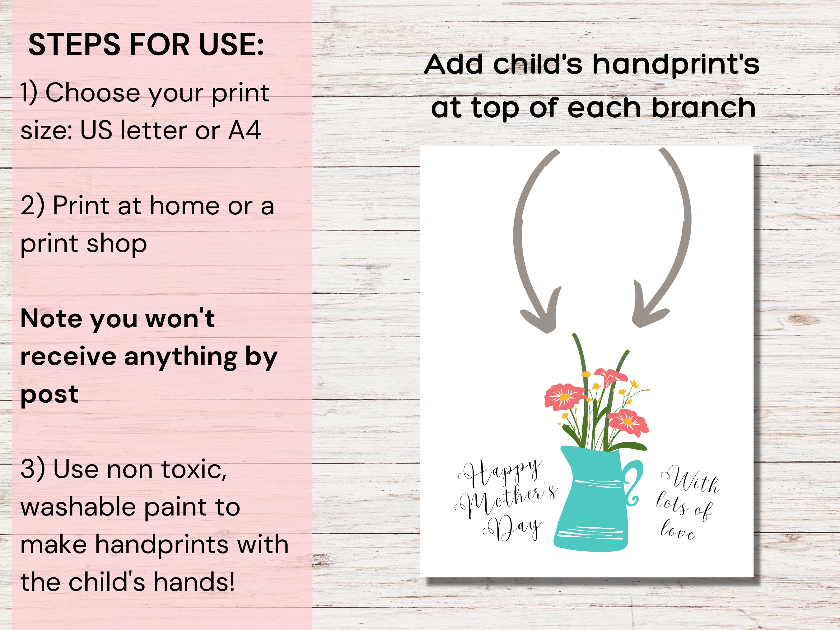 Mothers Day Flowers Handprint Art, Handprint Keepsake, Mom Handprint ...