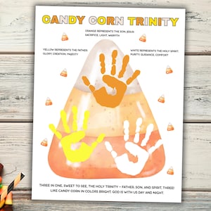 Candy Corn Trinity Handprint Craft, Printable Fall Halloween Poem Bible ...