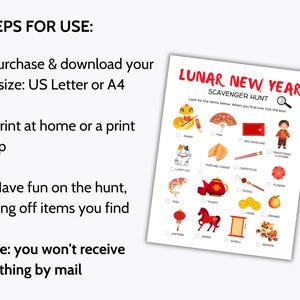 Lunar New Year Scavenger Hunt Printable, Chinese New Year Treasure Hunt ...