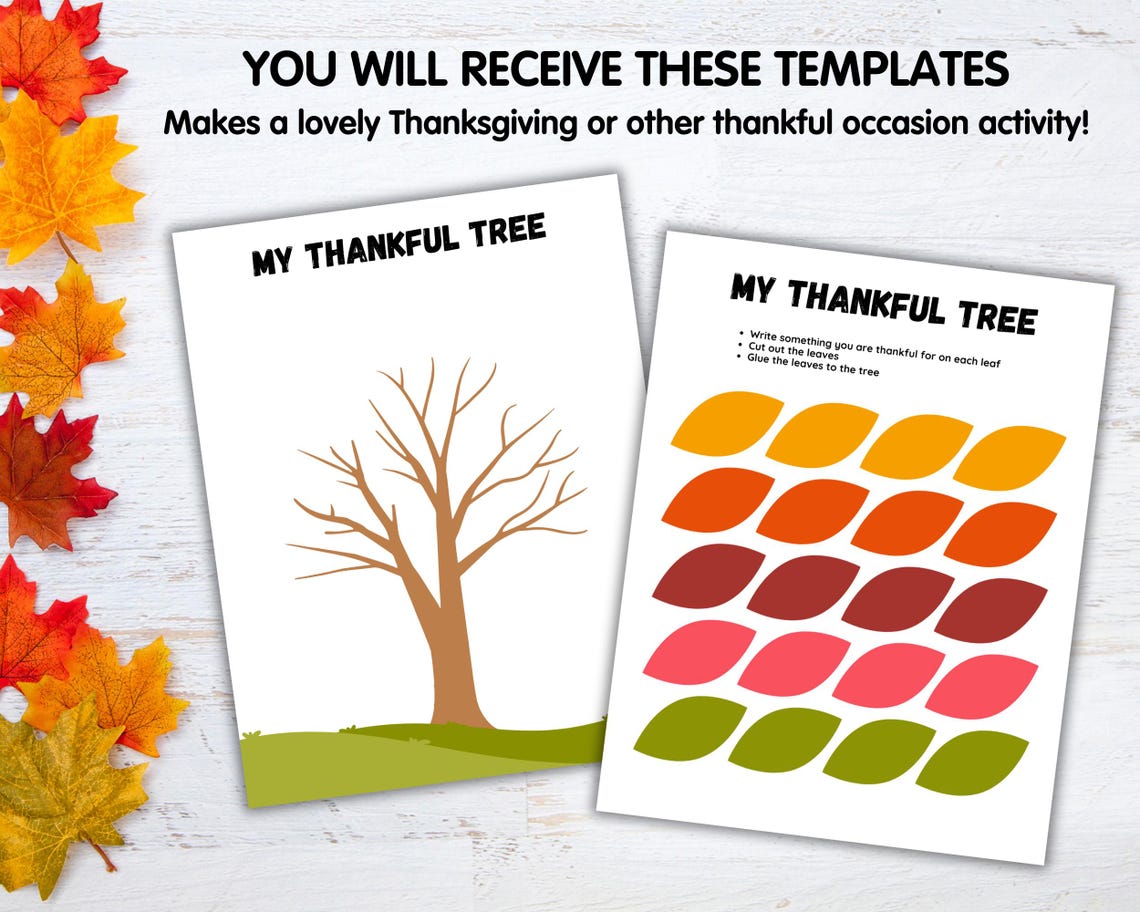 Thankful Tree Craft Printable, Gratitude Tree Activity Template, Kids ...
