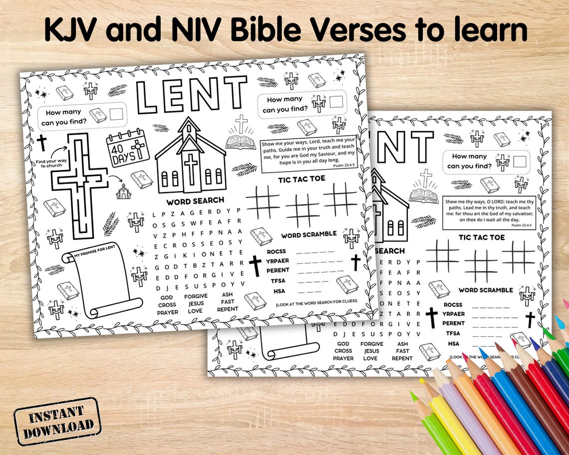 Lent Bible Activity Placemat, Lent Bible Activity Coloring Sheet ...