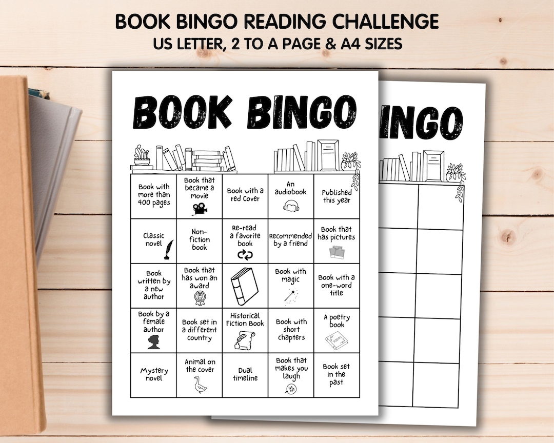 Book Bingo Reading Challenge, Book Reading Log Game, Books Read Tracker ...