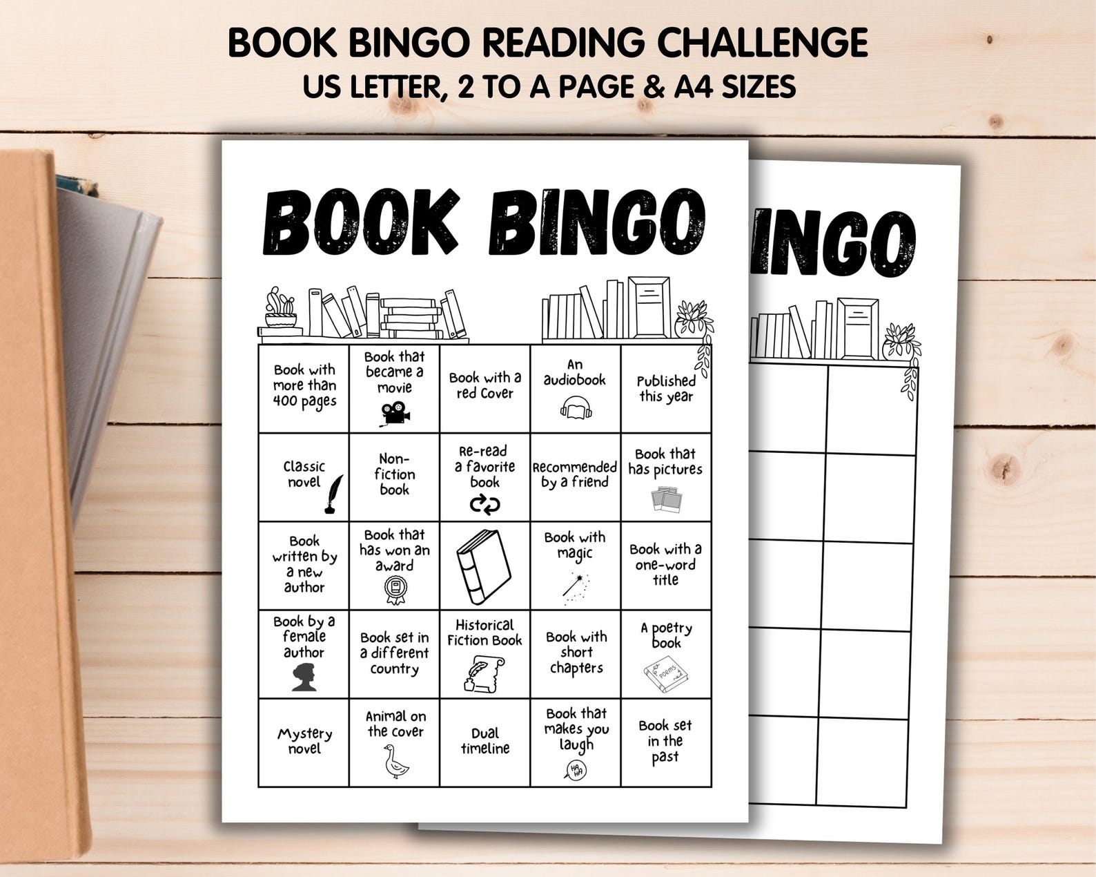 Book Bingo Reading Challenge, Book Reading Log Game, Books Read Tracker ...