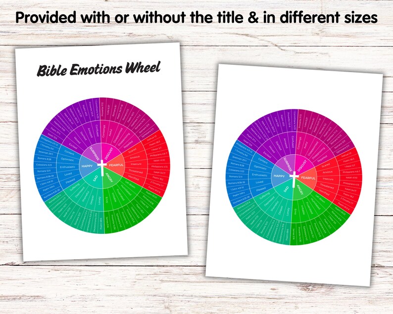 Bible Emotions Wheel Chart, Bible Verses Feelings Printable, Christian ...