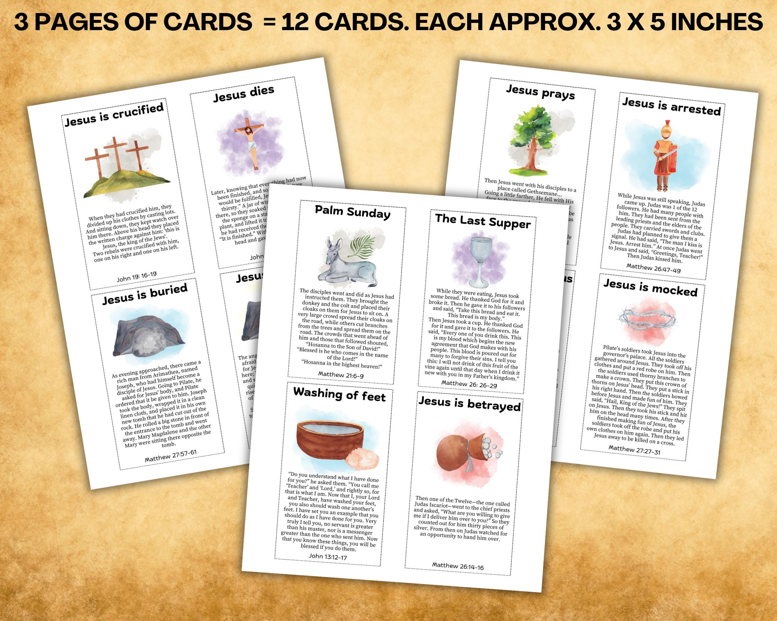Easter Story Scripture Cards, Christian Bible Verse Cards, Sunday ...