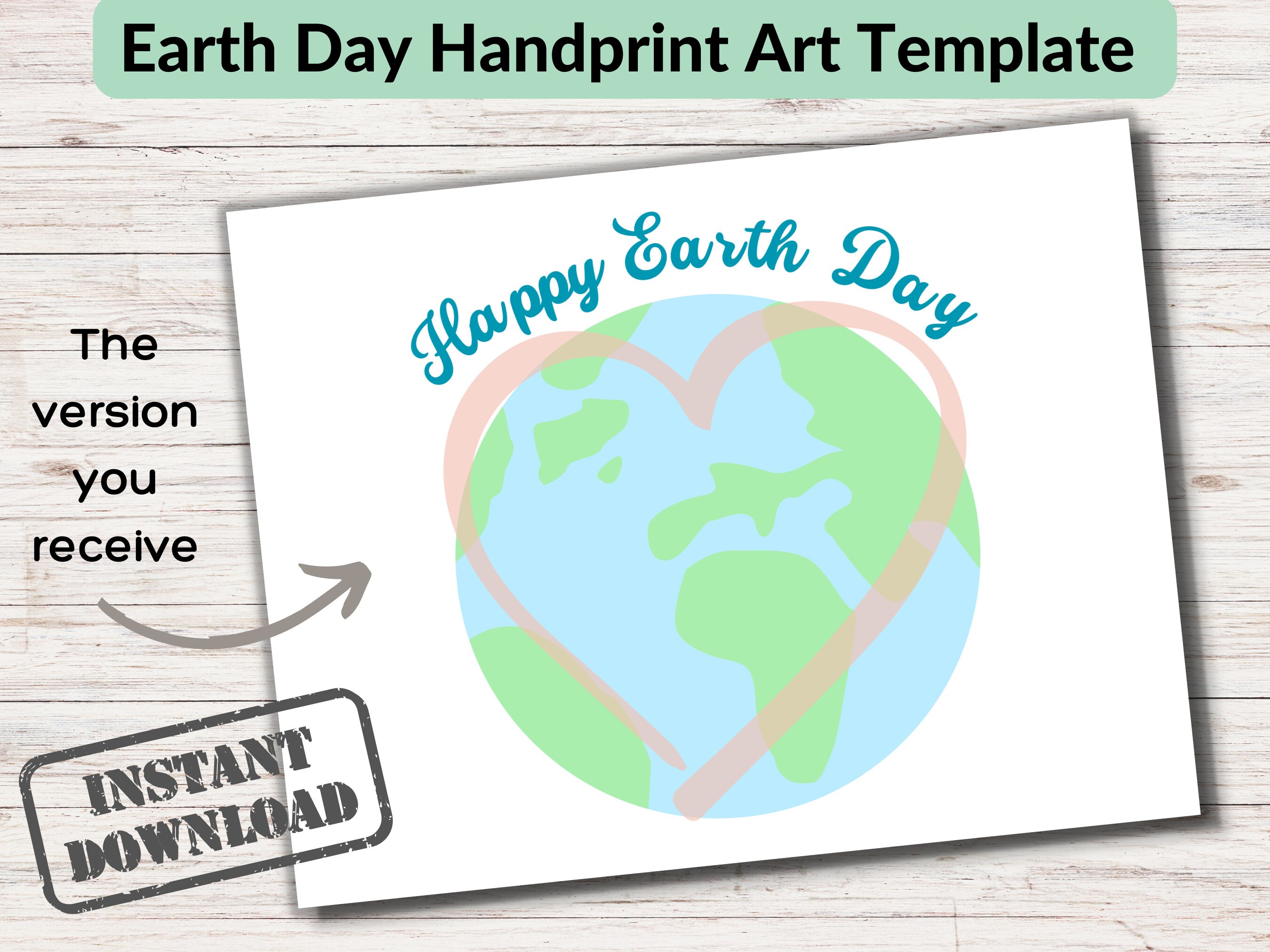 Earth Day Handprint Art Printable Hand Print Kids Craft - Etsy UK