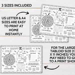 Pi Day Activity Placemat Printable, Pi Day Kids Craft Coloring Page ...