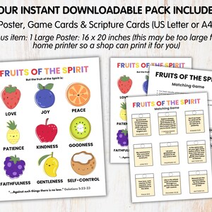 Fruits of the Spirit Matching Game, Bible Scripture Memory Cards ...