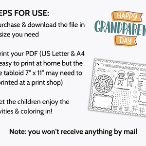 Happy Grandparents Day Activity Placemat Printable, Grandma Craft ...