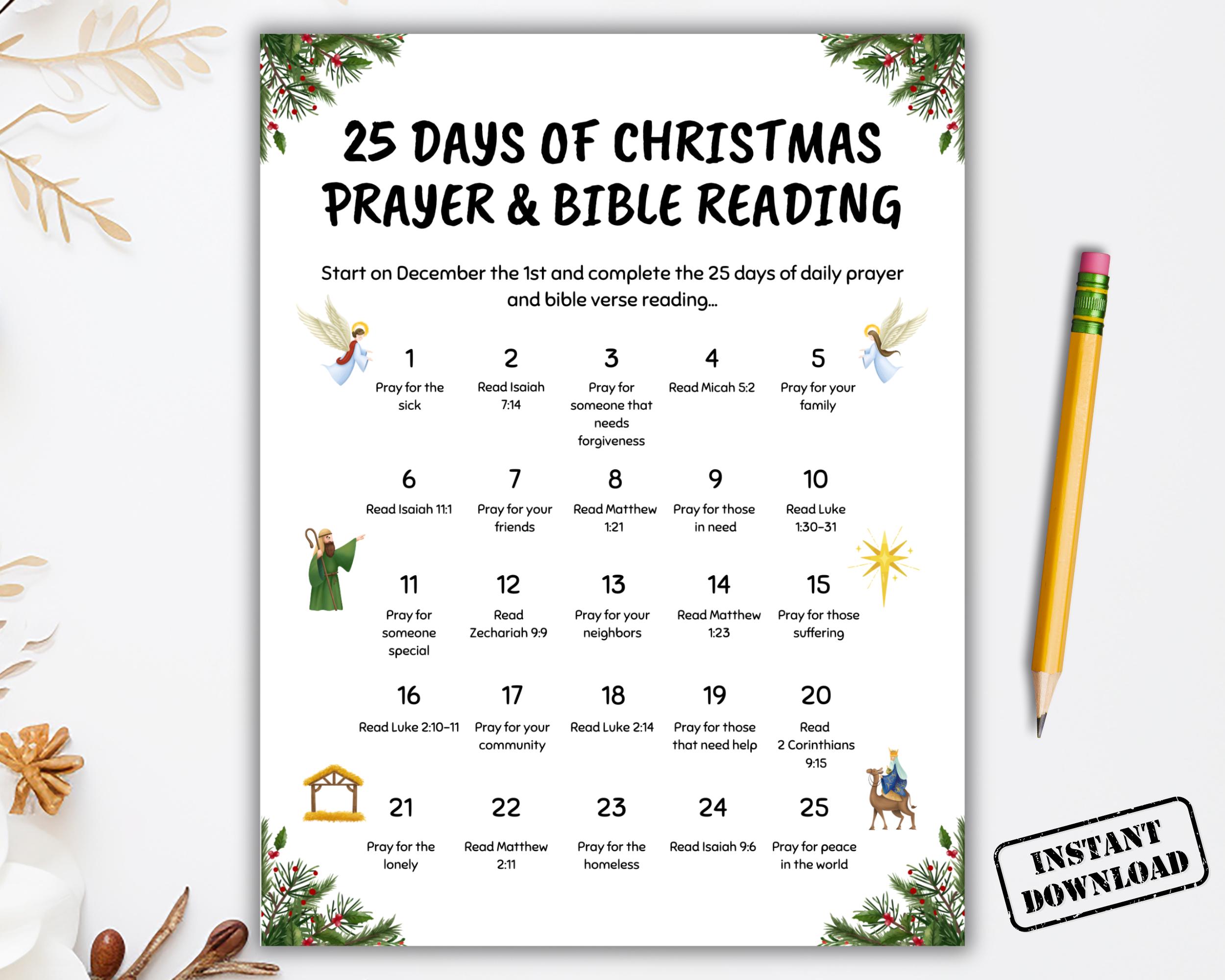 Christmas Countdown Calendar Prayer Activities for Kids, 25 Days of ...